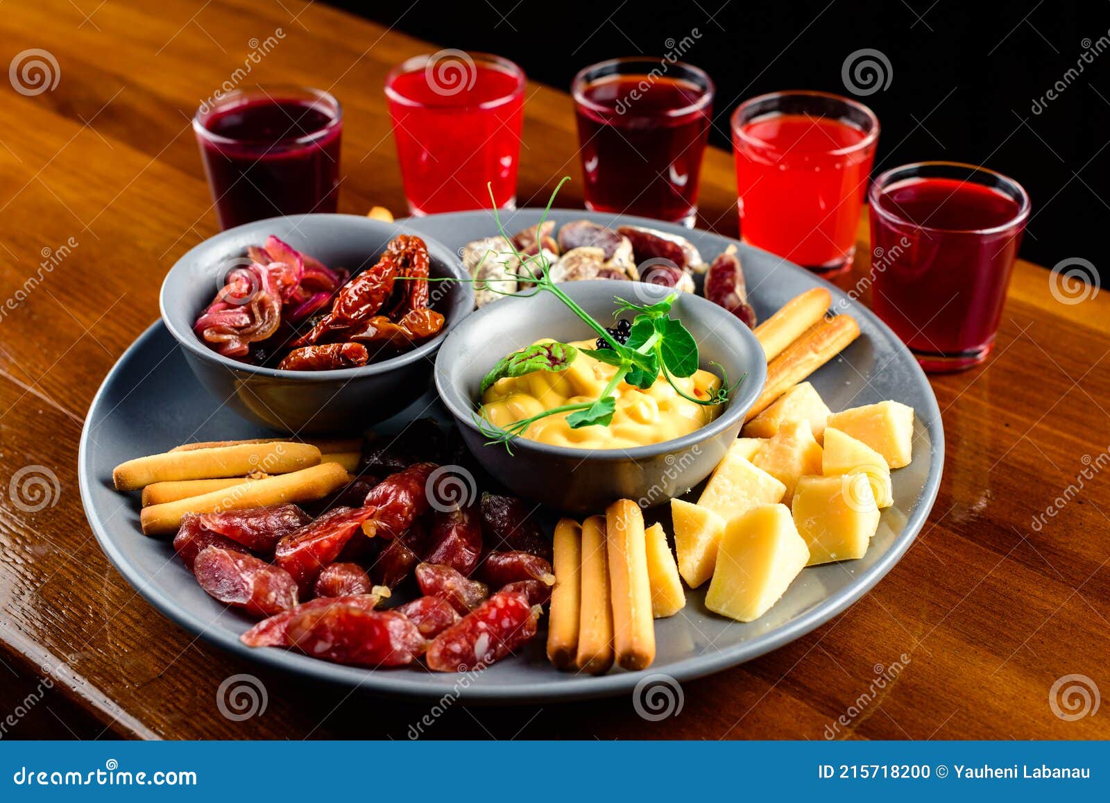 Tasting Set, Assorted Alcoholic Tinctures and Snacks. Still-life Stock ...