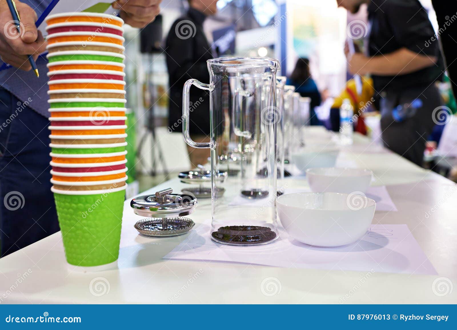 Tasting tea at exhibition stock image. Image of asia - 87976013