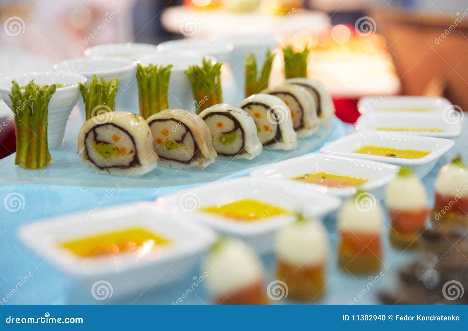 Tasty Appetizers on Banquet Table Stock Photo - Image of dessert ...