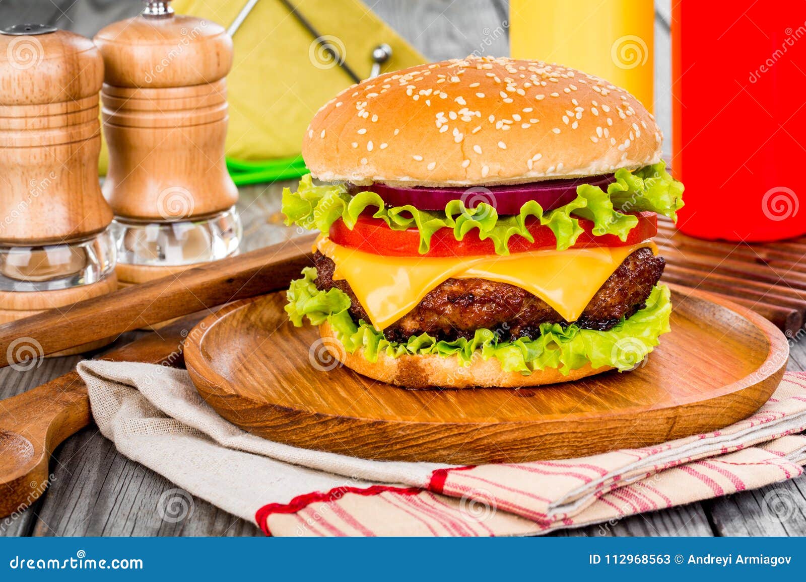 Tasty and Appetizing Hamburger Cheeseburger Stock Image - Image of ...