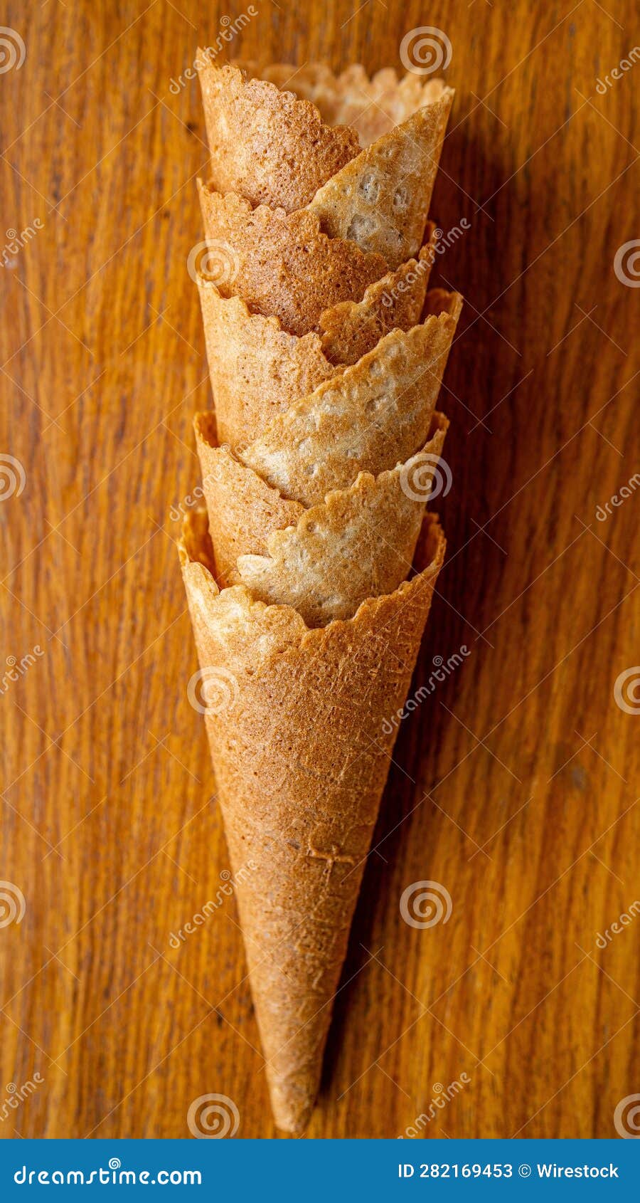 Tasty Array Cones Set Atop a Rustic Wooden Surface Stock Image - Image ...
