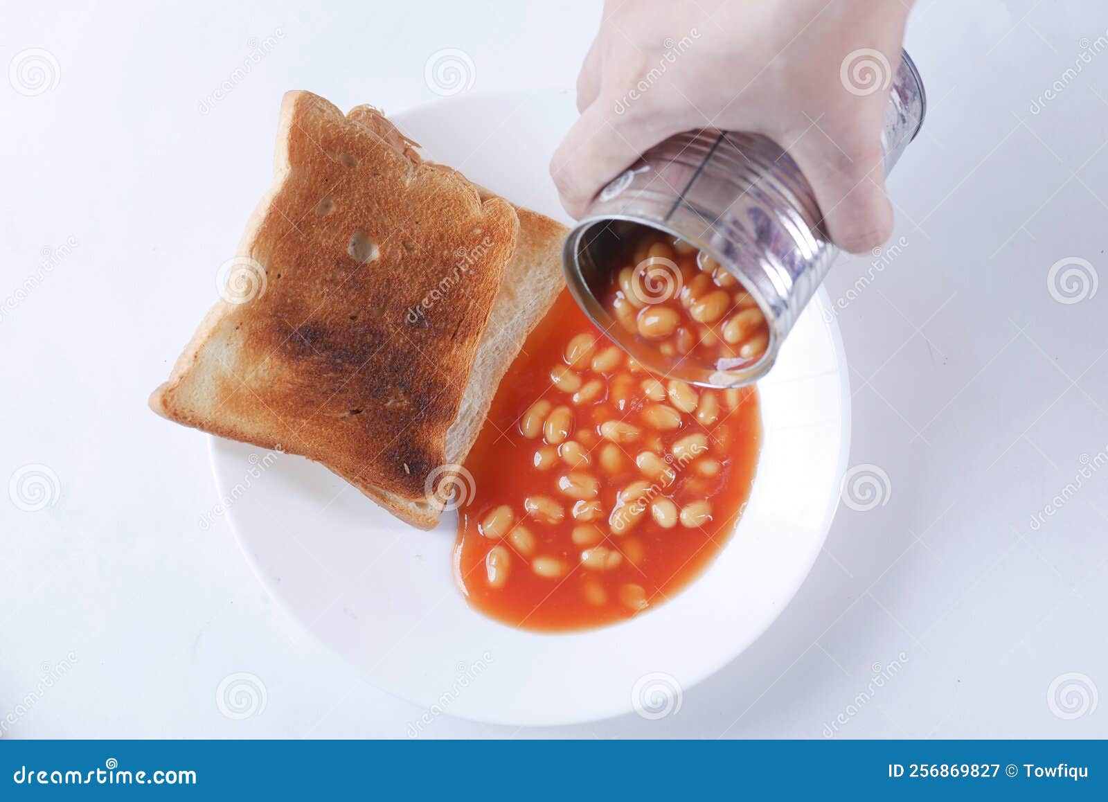 Tasty Baked Beans, Egg and Bread for Morning Break Fast Stock Image ...