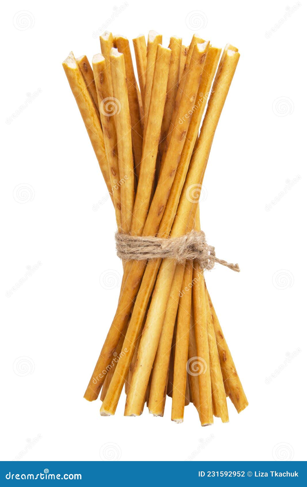 Tasty Baked Bread Sticks with Rope Isolated on the White Background ...