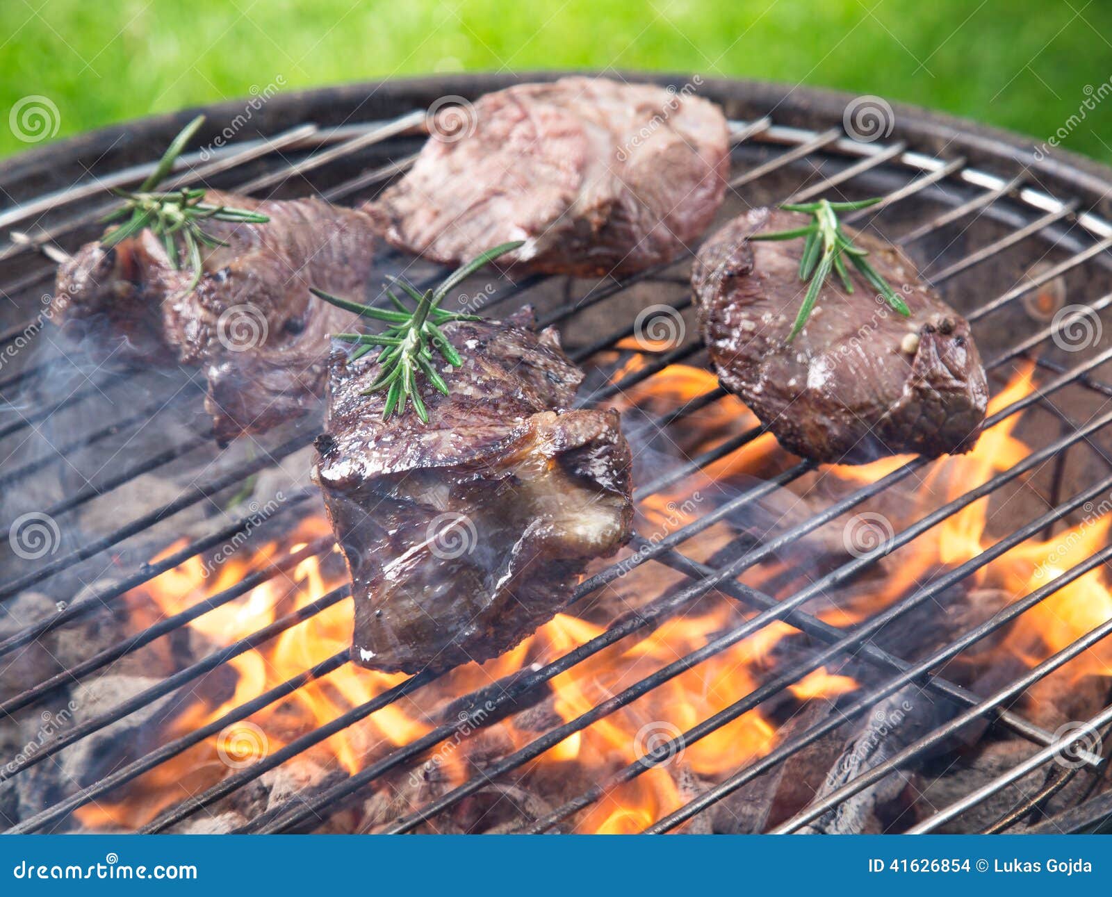 Tasty Beef Steaks on the Grill. Stock Photo - Image of grilling, pepper ...