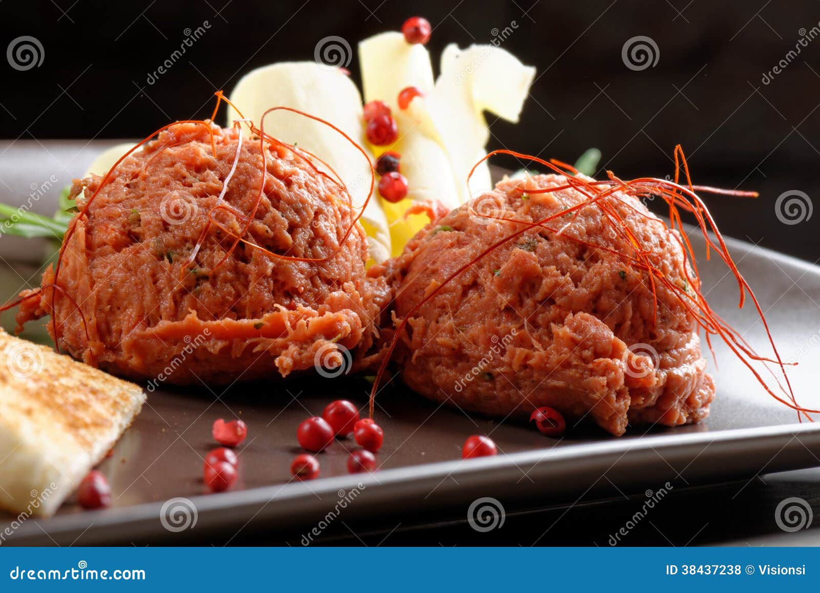Tasty Beef Tartare with Toast Bread Stock Photo - Image of gourmet ...
