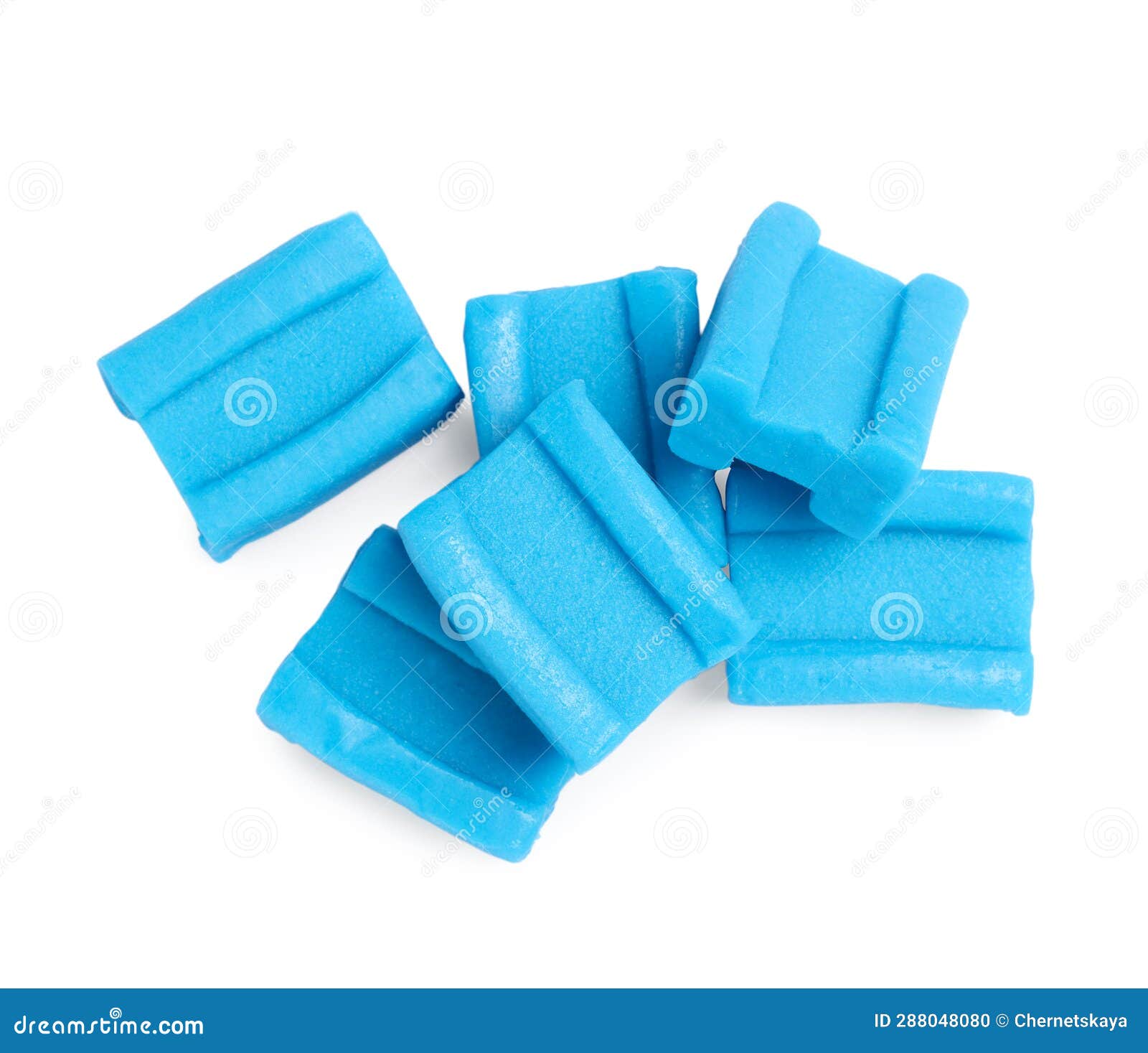 Tasty Blue Bubble Gums Isolated on White, Top View Stock Photo - Image ...