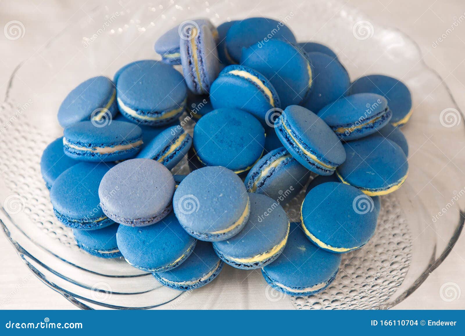 Tasty Blue Macarons on a Plate Close Up Stock Photo - Image of cookie ...