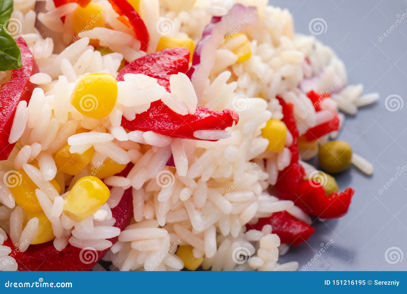 Tasty Boiled Rice with Vegetables on Plate, Closeup Stock Image - Image ...