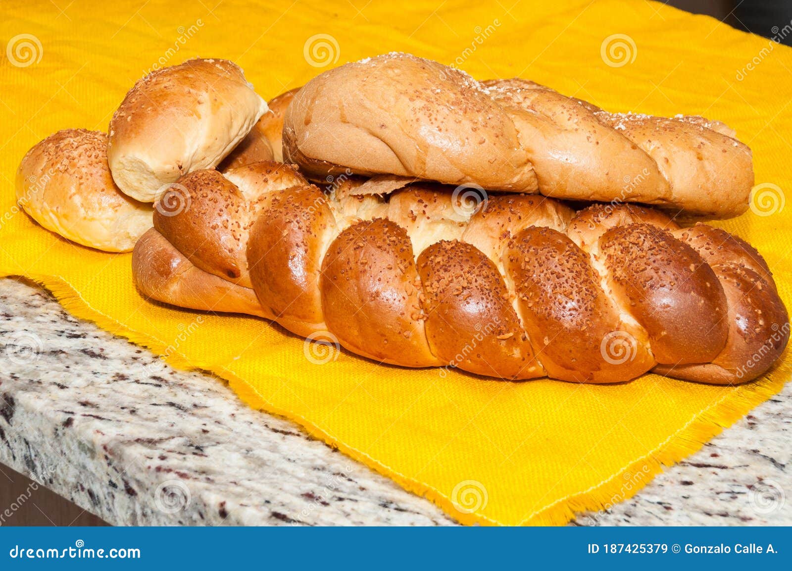 Tasty Bread; Different Types of Bread on the Kitchen Counter, on a ...