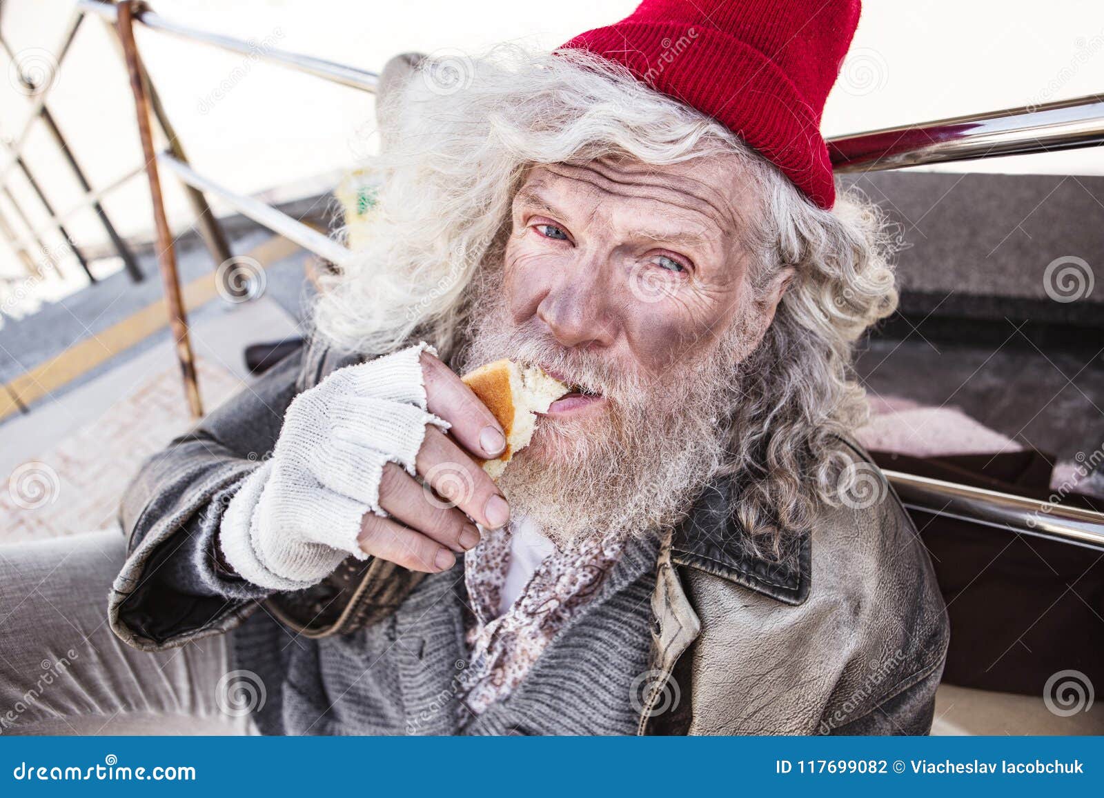 Nice poor man eating food stock photo. Image of lowincome - 117699082