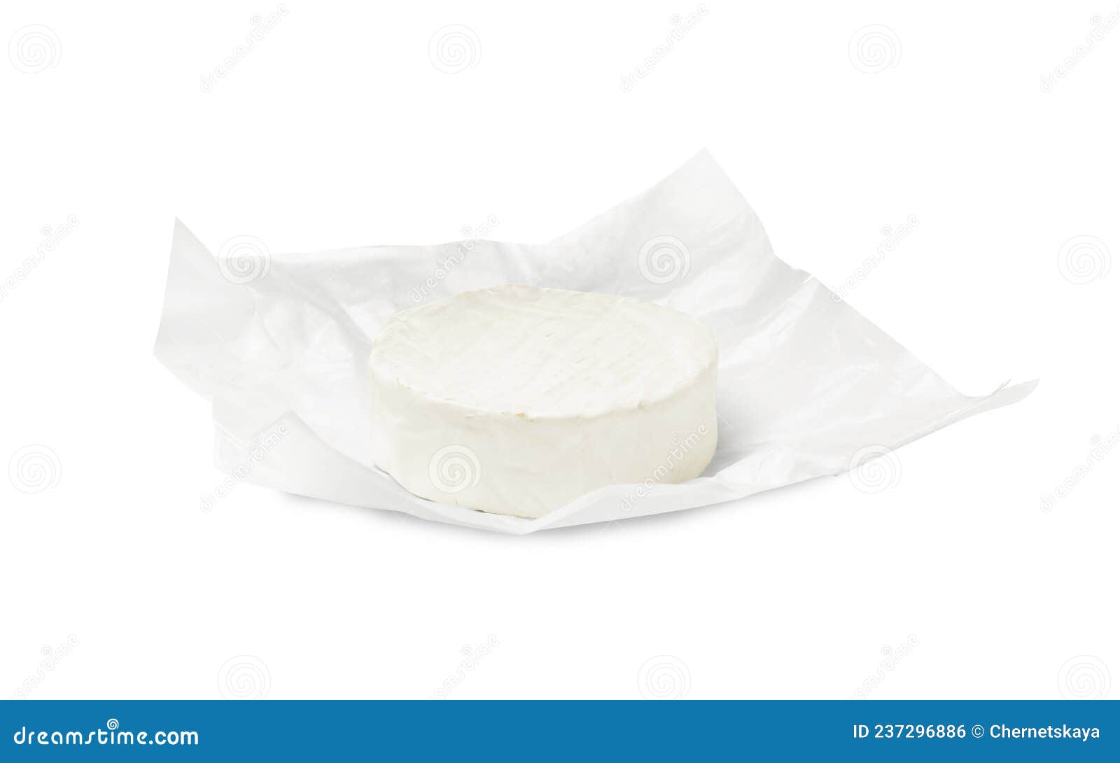 Tasty Brie Cheese with Wrapper Isolated on White Stock Photo - Image of ...
