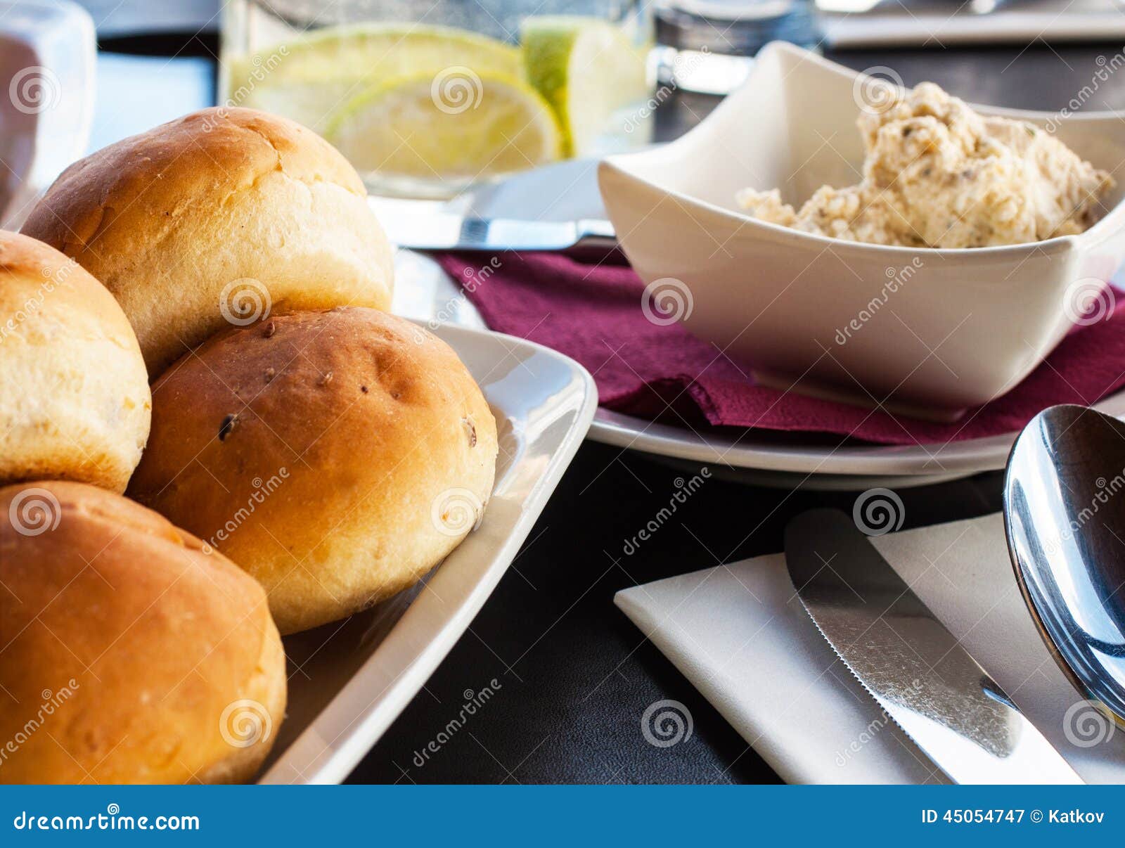 Tasty buns on plate stock image. Image of fresh, appetizing - 45054747