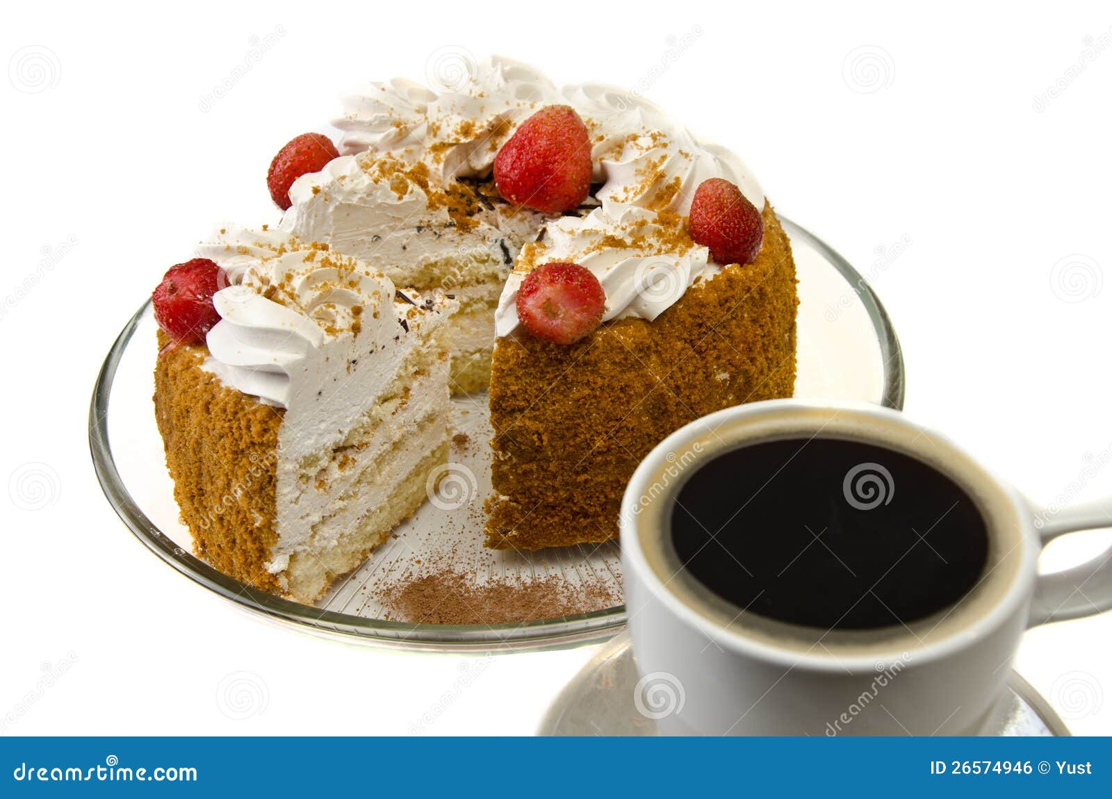 Tasty cake stock photo. Image of meal, cream, fruit, black - 26574946