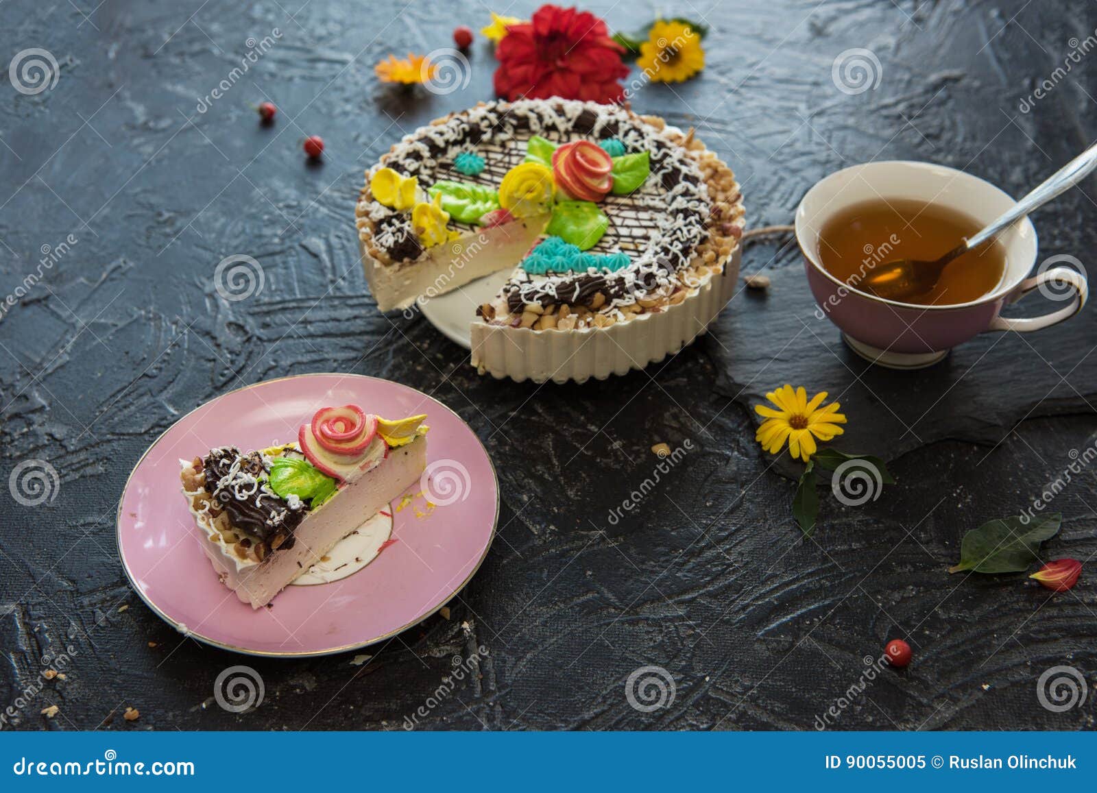 Tasty cake composition stock image. Image of berry, cake - 90055005