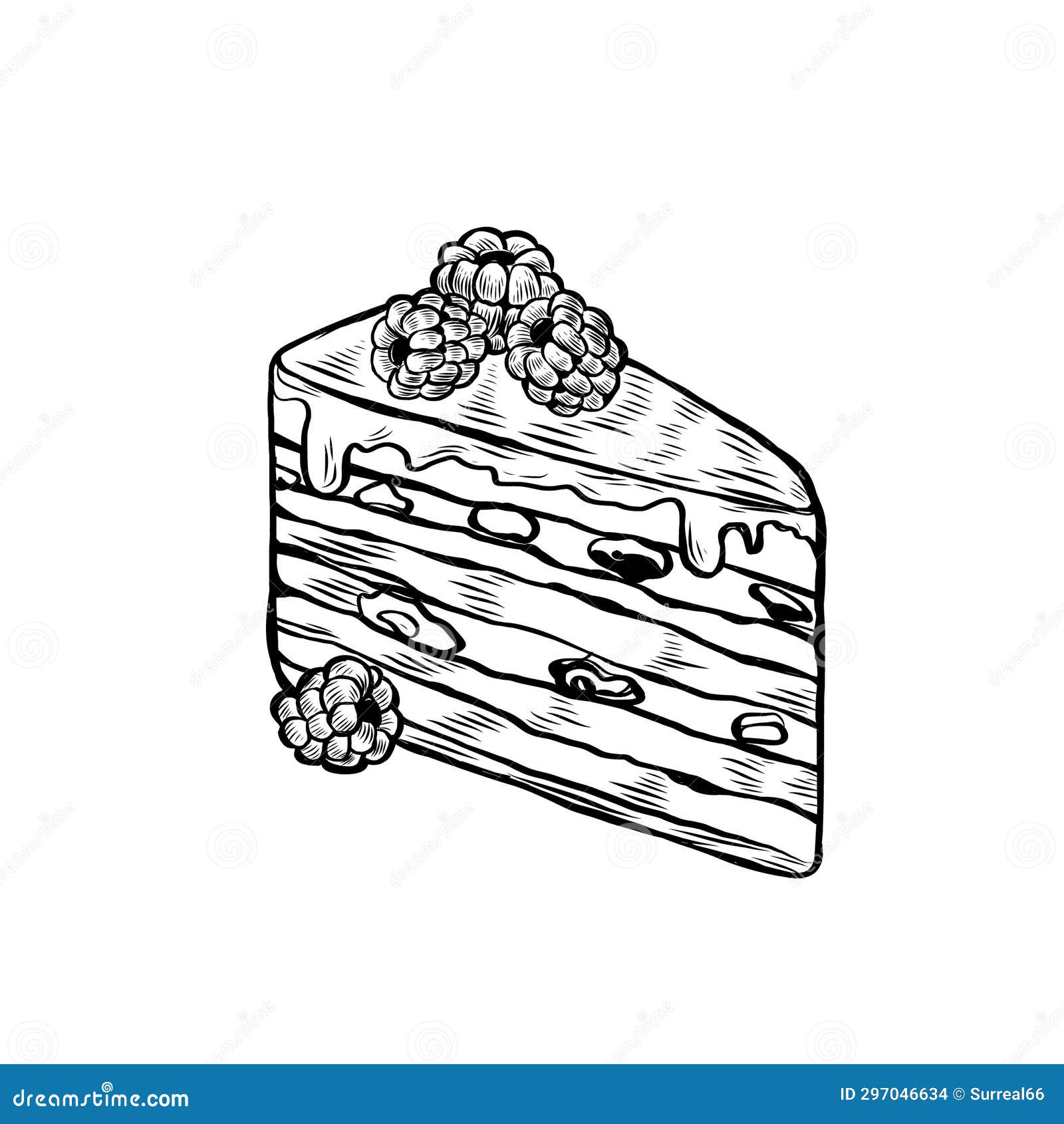Tasty Cake Slice Line Drawing Vector Illustration Stock Vector ...