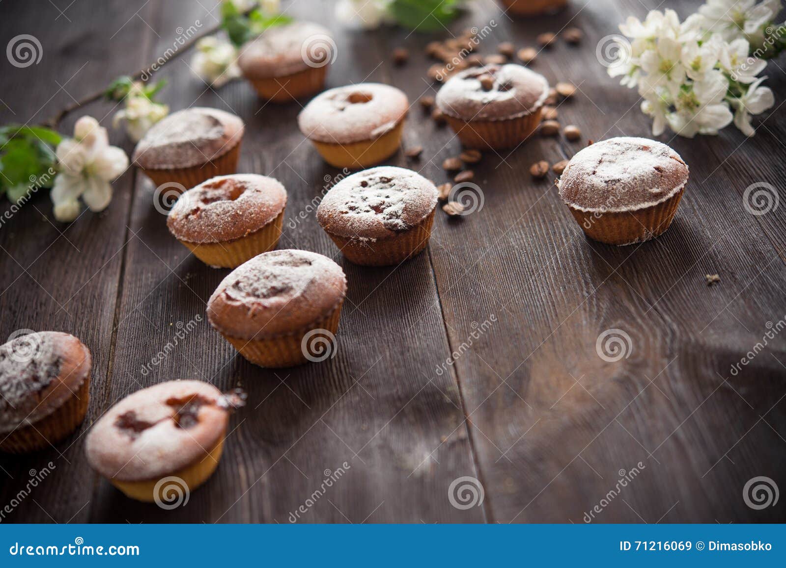 Tasty cakes stock image. Image of wood, home, cupcake - 71216069