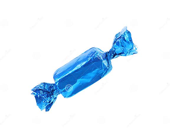 Tasty Candy in Light Blue Wrapper Isolated on White Stock Photo - Image ...