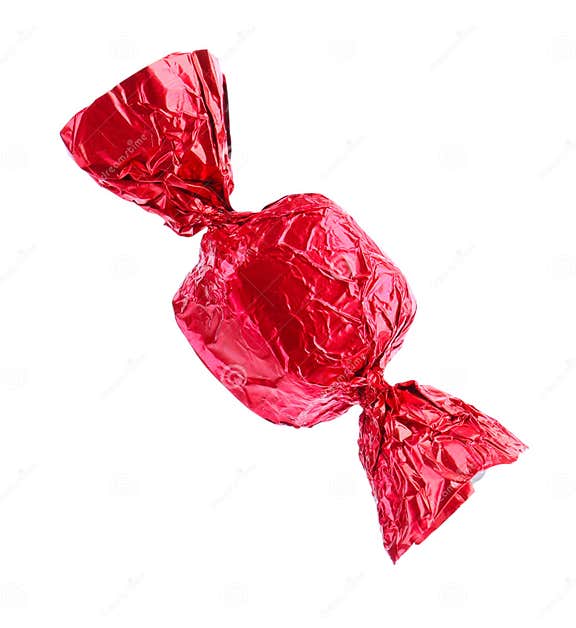 Tasty Candy in Red Wrapper Isolated on White Stock Image - Image of ...