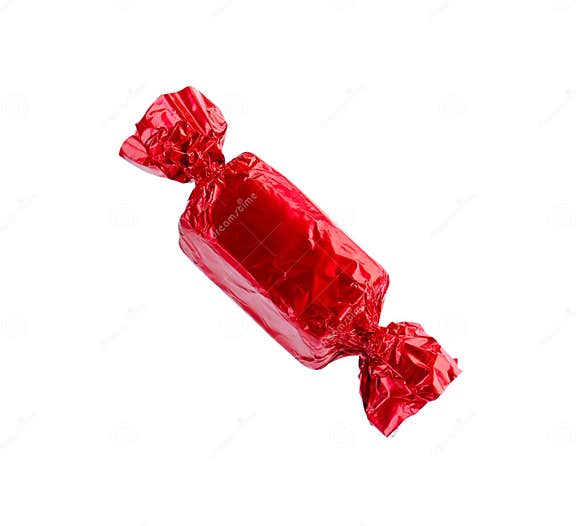 Tasty Candy in Red Wrapper Isolated on White Stock Photo - Image of ...
