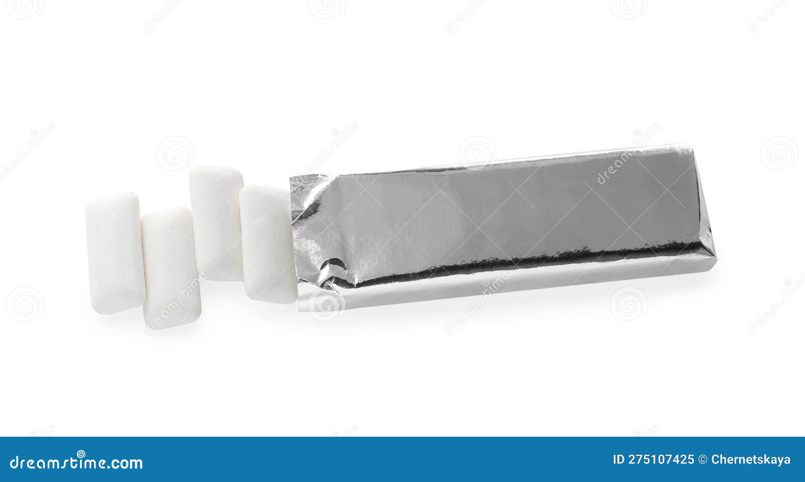 Tasty Chewing Gums in Silver Foil Isolated on White Stock Image - Image ...
