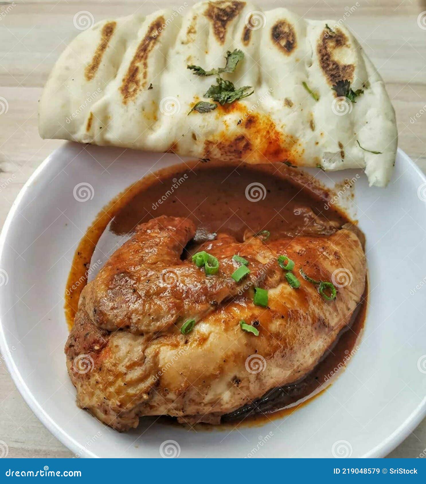 Tasty Chicken Served with Kulcha Stock Image - Image of tasty, food ...