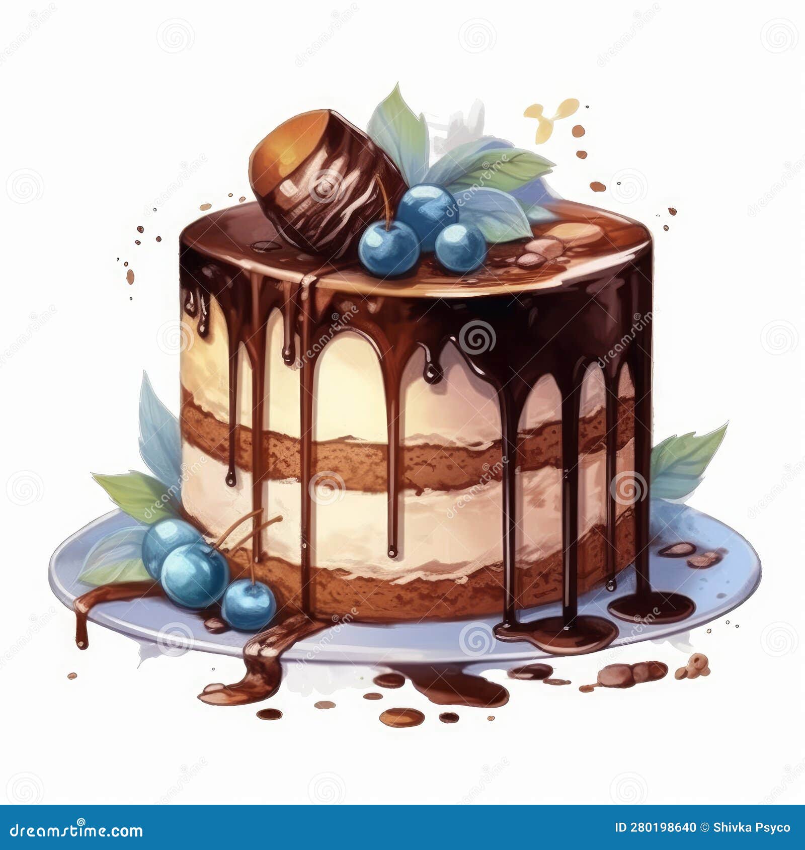 Tasty Chocolate Cake Dribble Ripe Cake Generative AI Stock Illustration ...