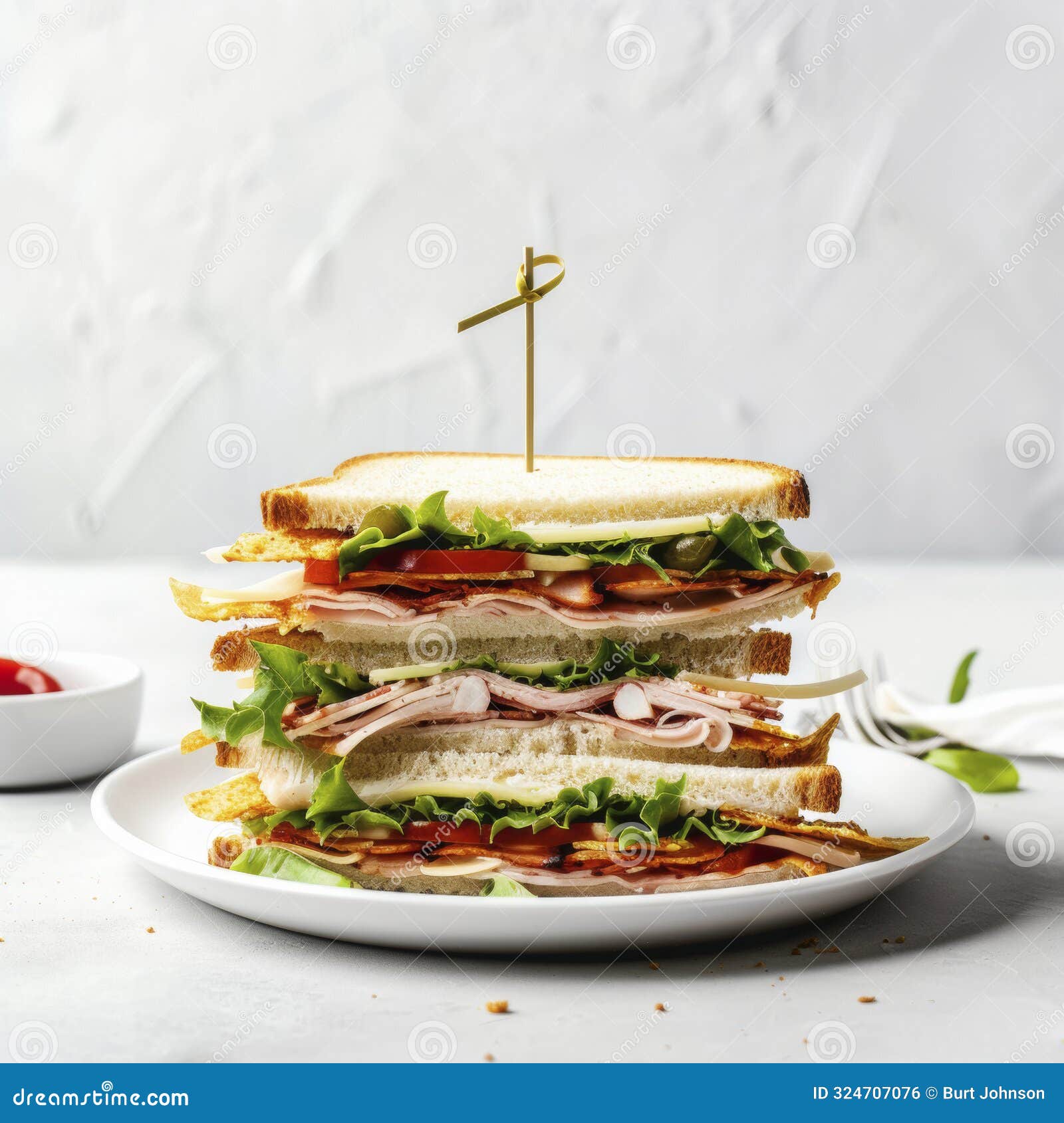Tasty Club Sandwich with White Background Stock Photo - Image of green ...