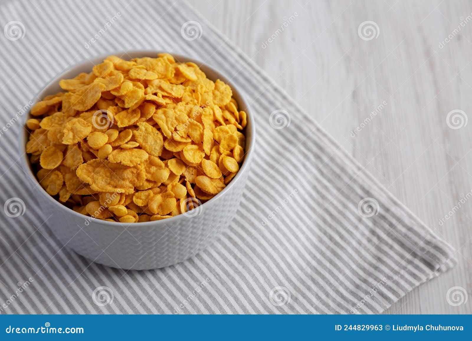 Tasty Corn Flakes in a Bowl, Side View. Space for Text Stock Image ...