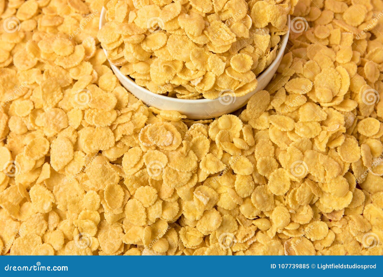 Tasty Crispy Corn Flakes and White Bowl Stock Image - Image of crispy ...