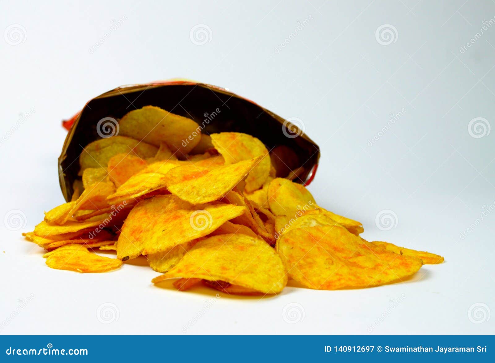 Tasty Crispy Potato Chips in Packet Stock Image - Image of delicious ...