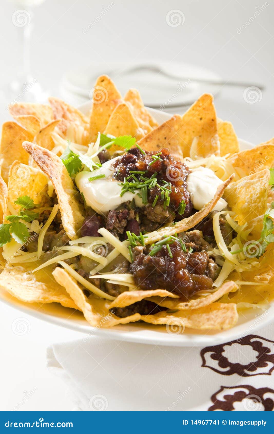 Tasty Crunchy Nachos stock image. Image of eating, cream - 14967741