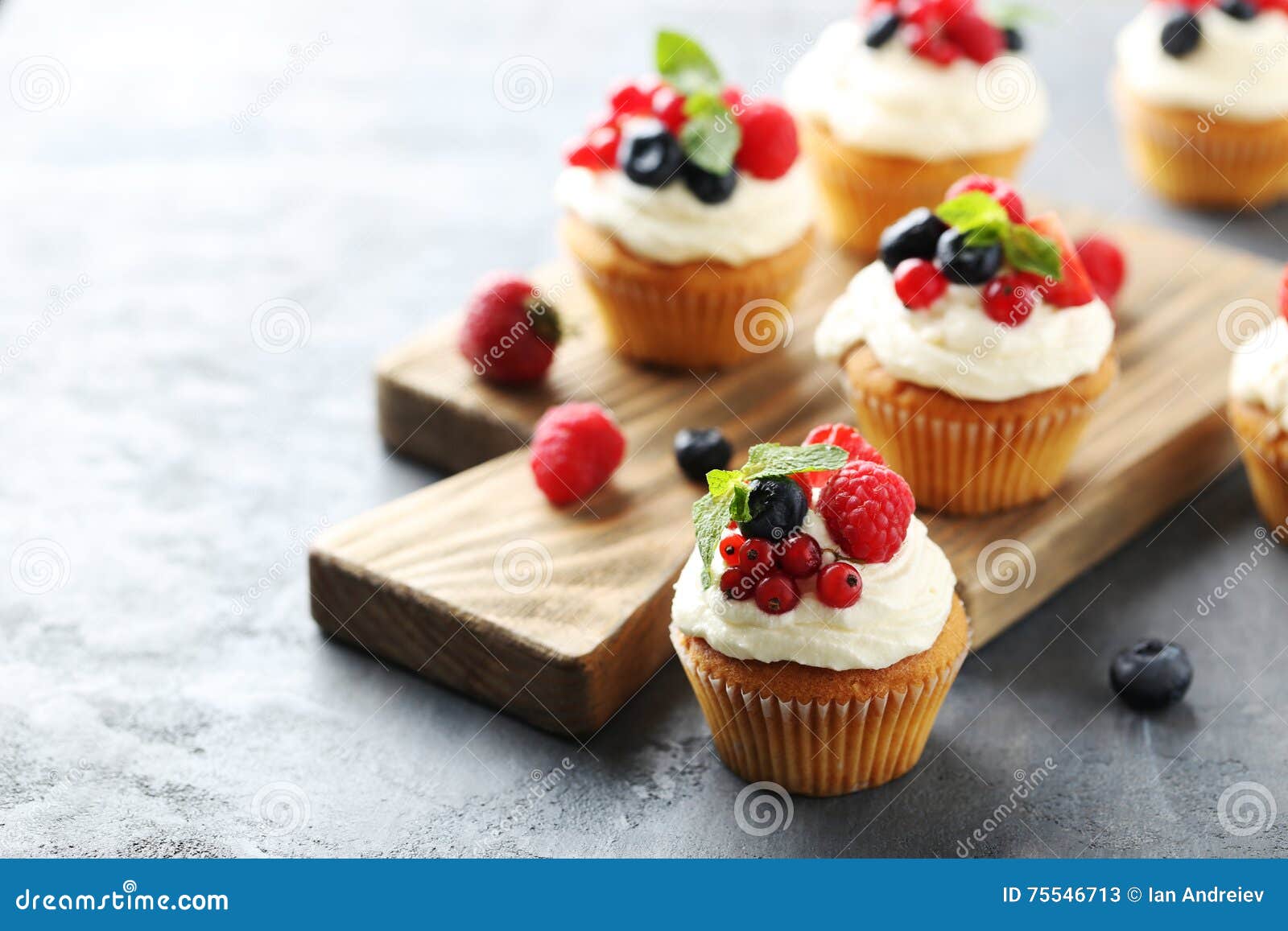 Tasty cupcakes stock image. Image of berry, frosting - 75546713