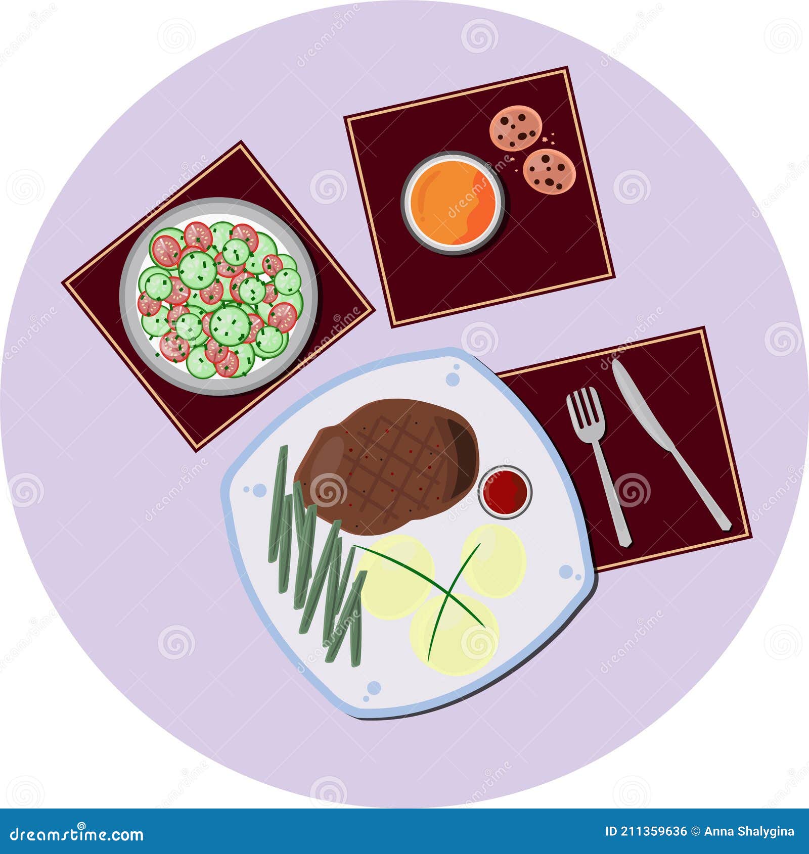Delicious Dinner. Vector Illustration Stock Vector - Illustration of ...