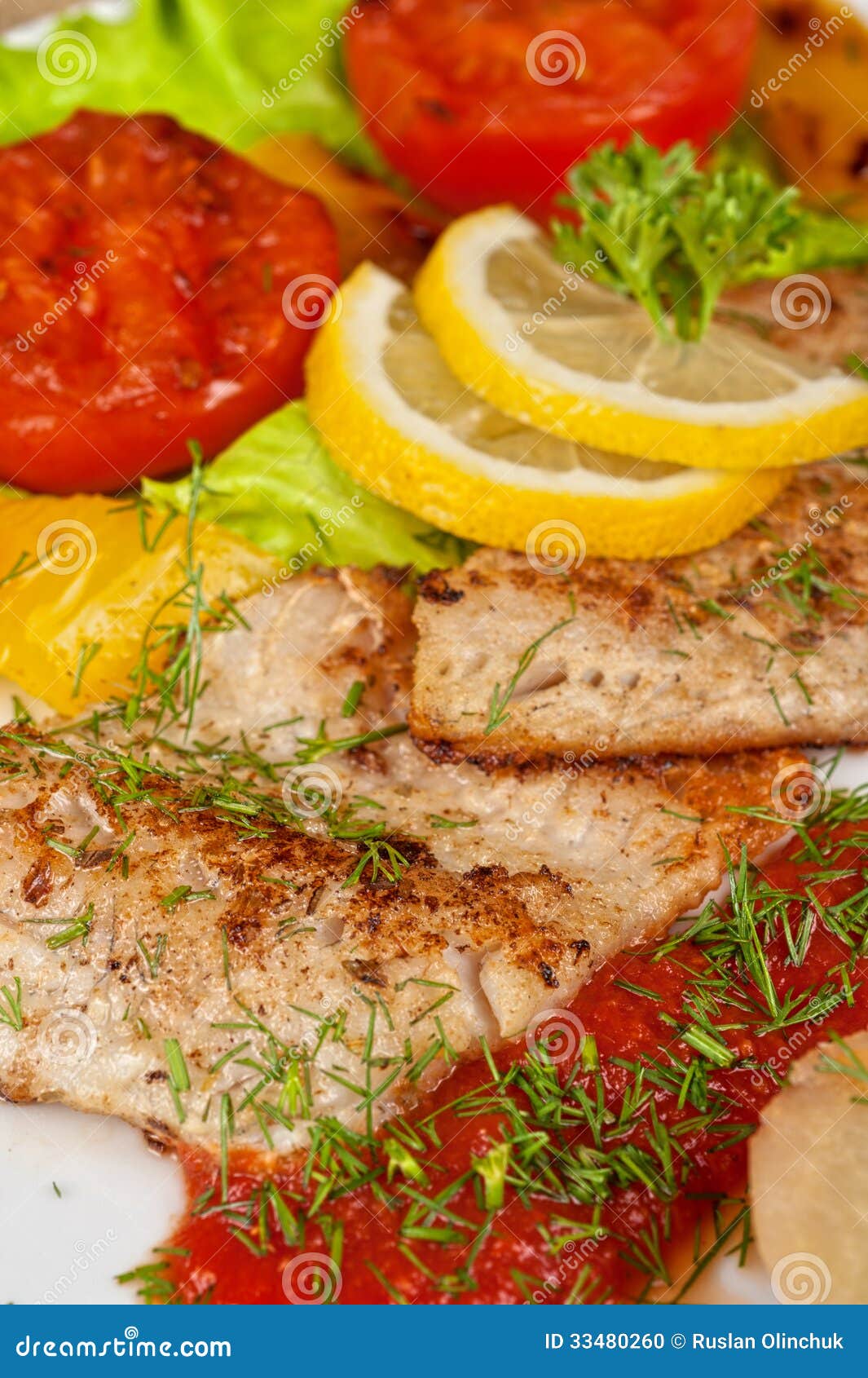 Tasty Fish Pike Perch Fillet Stock Photo - Image of appetizer, lime ...