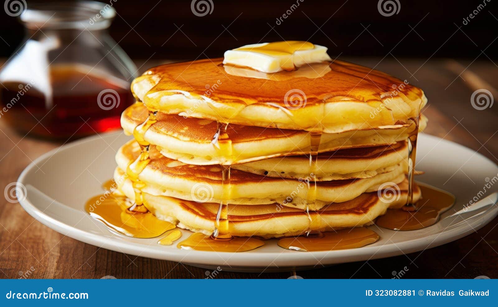 Fluffy Pancake Delight With Juicy Blueberries.AI Generated Stock Photo ...