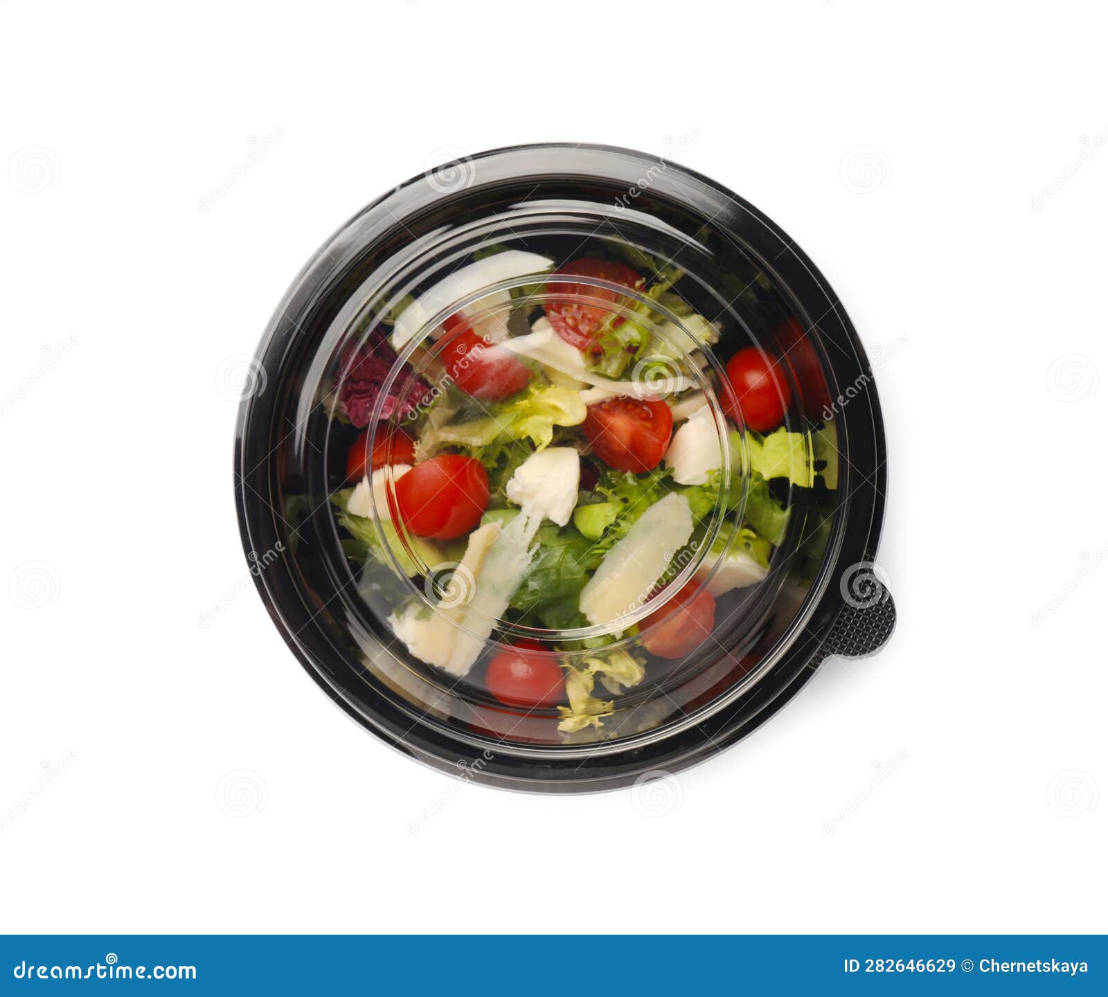 Tasty Food in Container Isolated on White, Top View Stock Image - Image ...