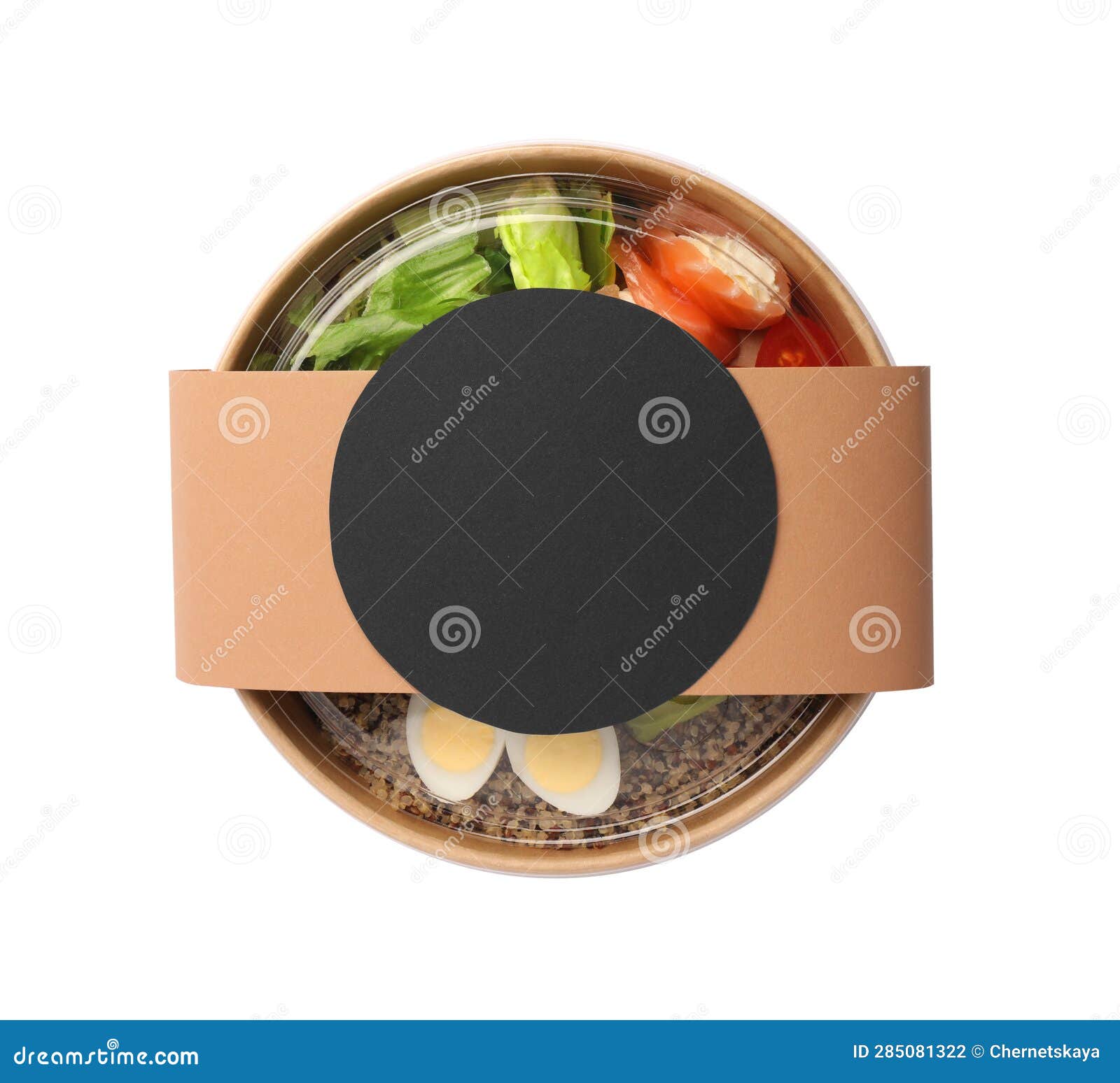 Tasty Food in Container Isolated on White, Top View Stock Photo - Image ...