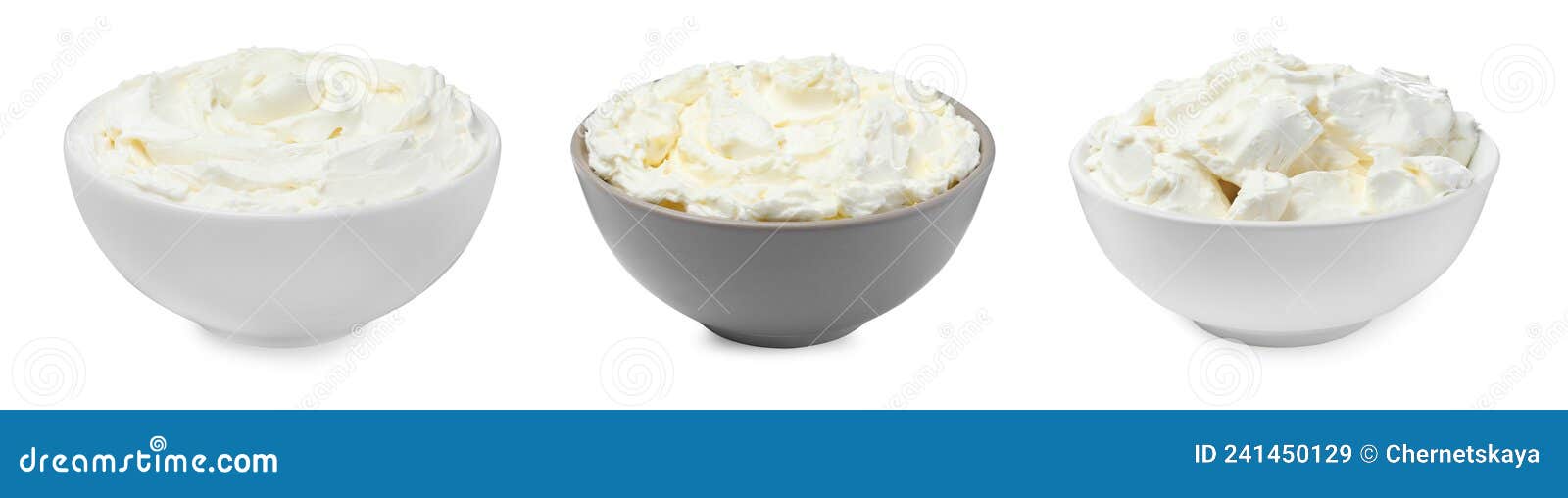 Tasty Fresh Cream Cheese on White Background. Banner Design Stock Image ...