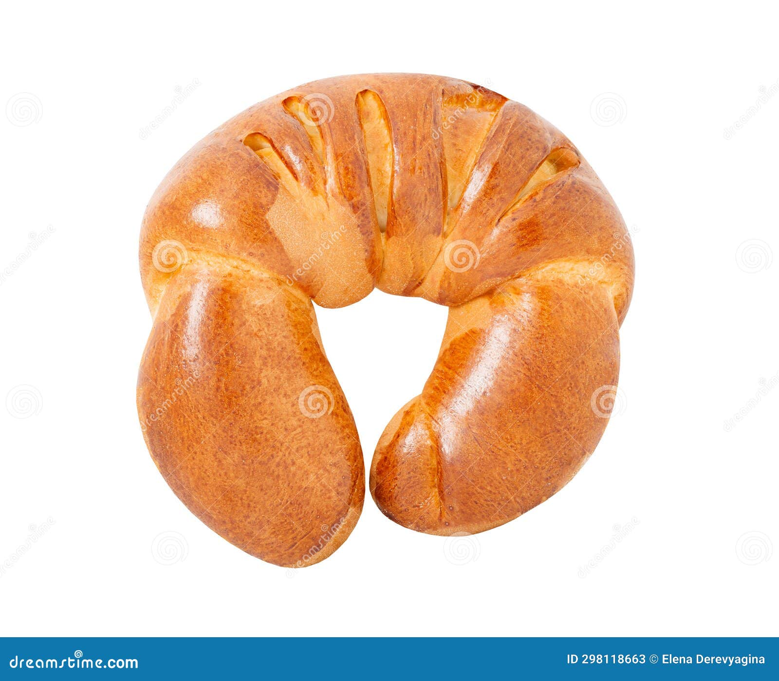 Tasty Fresh Crescent Roll, Top View, Isolated on White Background with ...