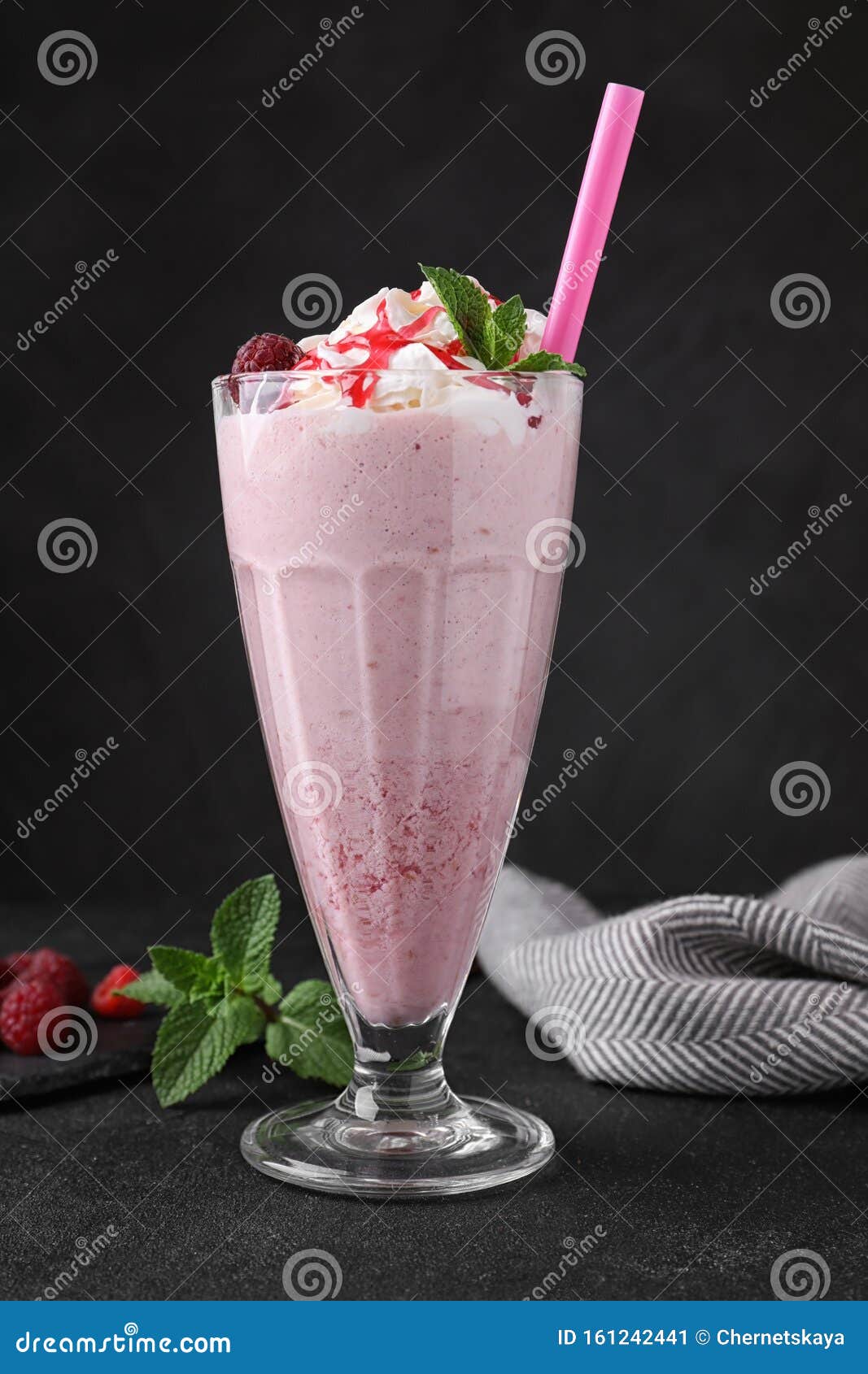 Tasty Fresh Milk Shake in Glass on Table Stock Image - Image of ...