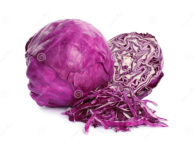 Tasty Fresh Red Cabbage on White Background Stock Photo - Image of ...