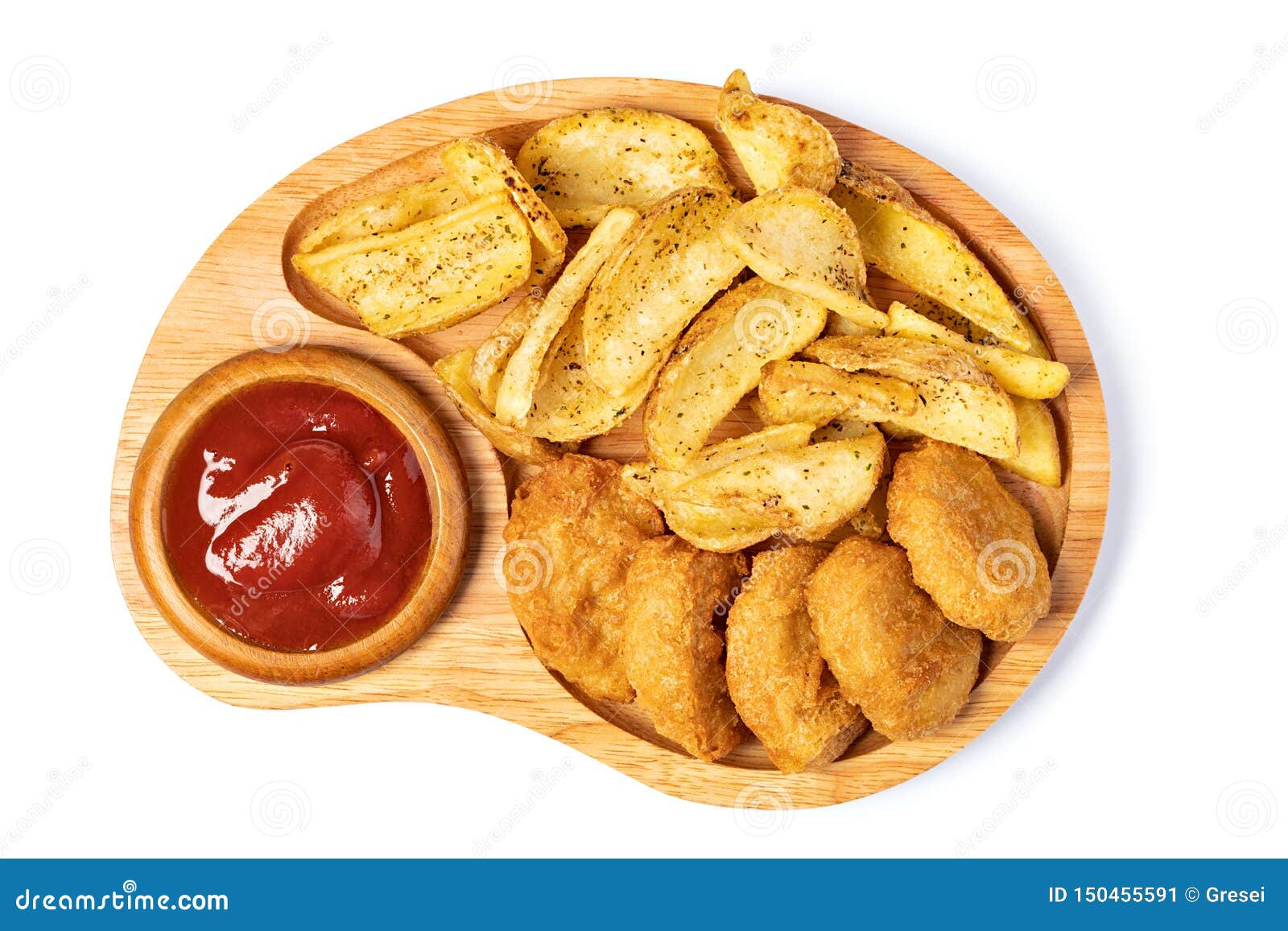 Tasty Fried Nuggets and Potatoes Stock Image - Image of french ...