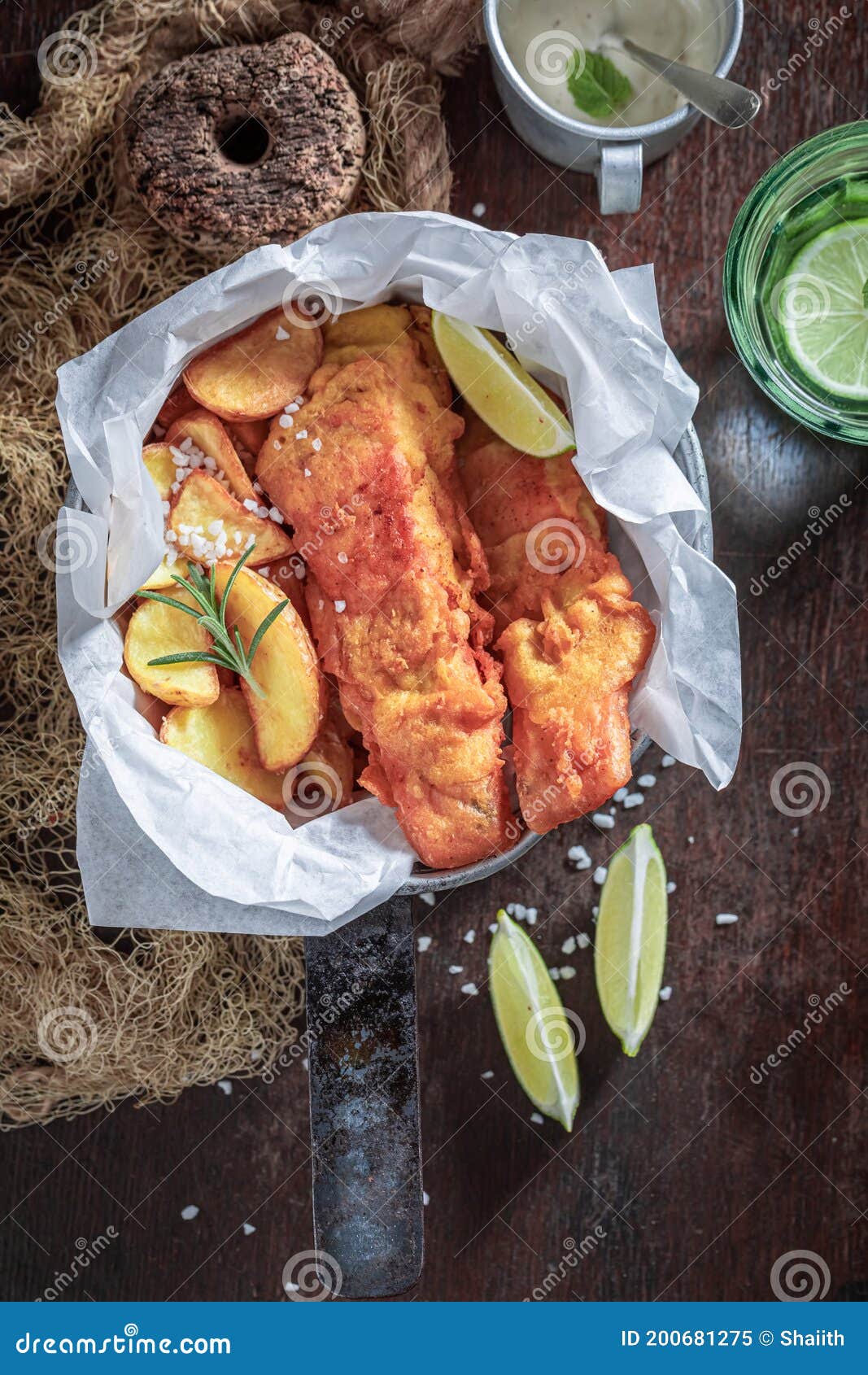 Tasty Fries and Cod in White Paper Stock Image - Image of food, english ...