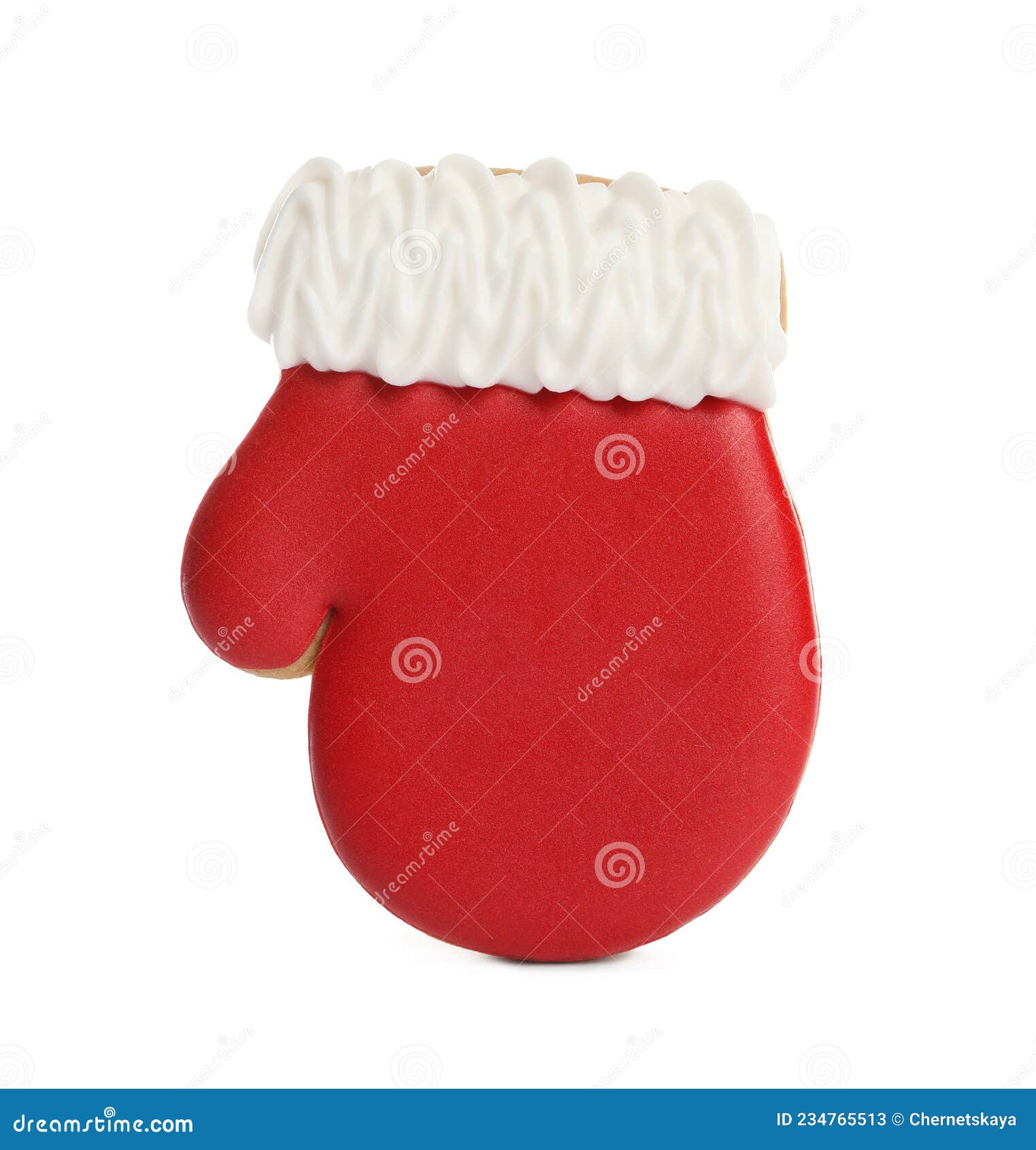 Tasty Gingerbread Cookie in Shape of Mitten on White Background. St ...