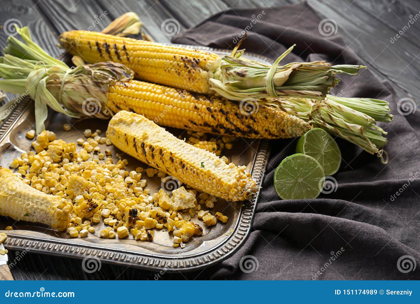 Tasty Grilled Corn Cobs on Metal Tray Stock Image - Image of cobs ...