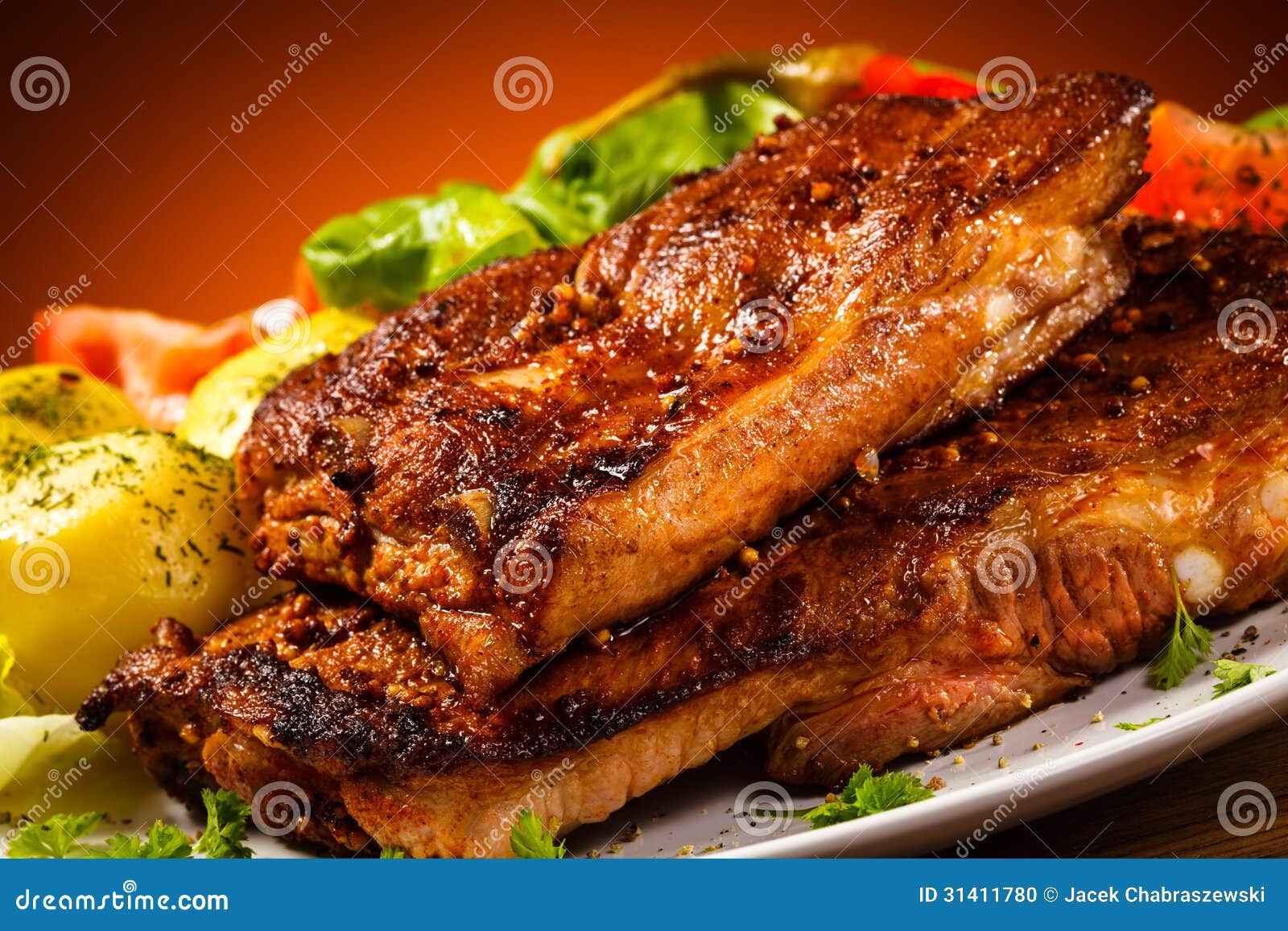 Tasty grilled ribs stock photo. Image of european, fried - 31411780