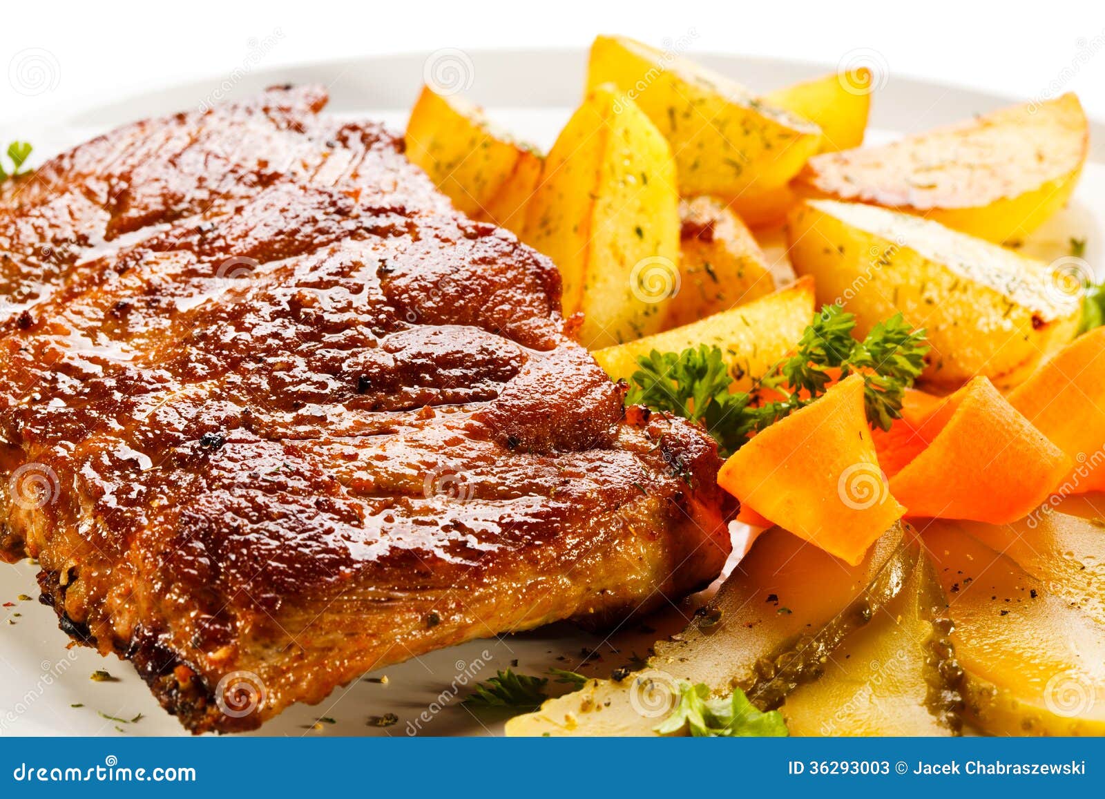 Tasty grilled ribs stock image. Image of leaf, lunch - 36293003