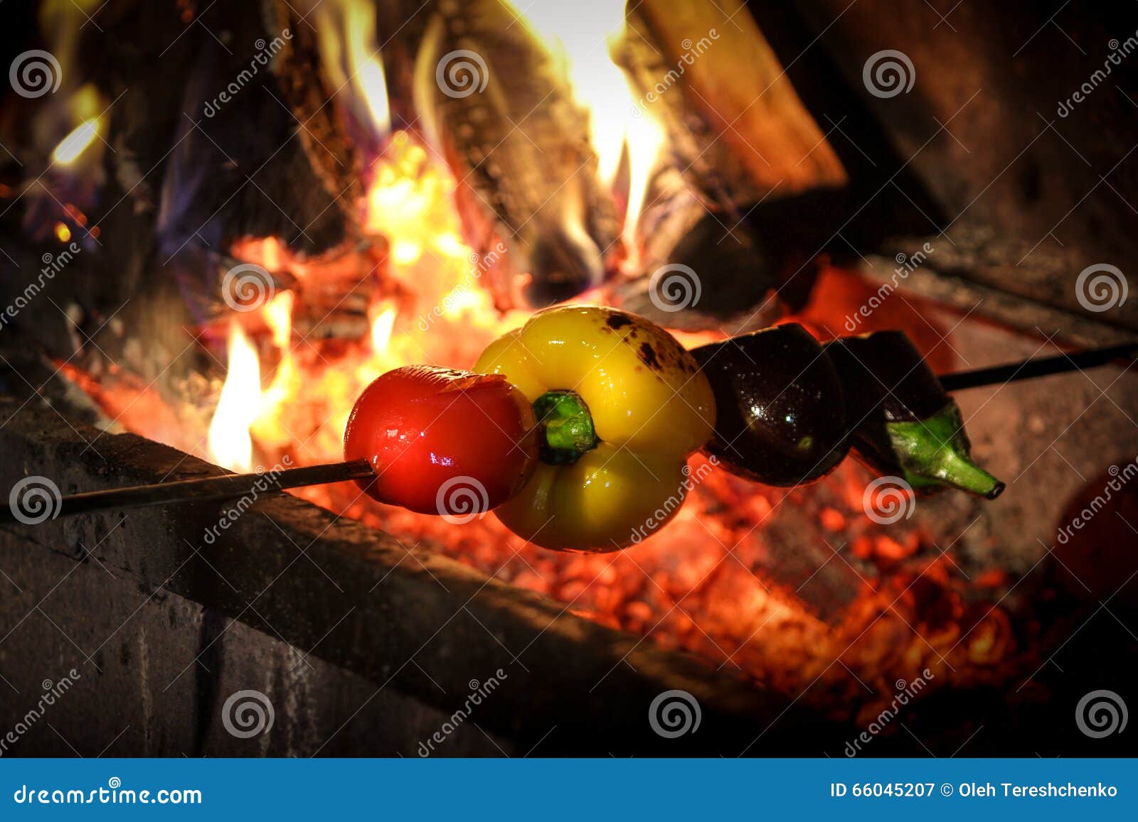 Tasty Grilled Vegetables on Fire Stock Image - Image of coal, physical ...