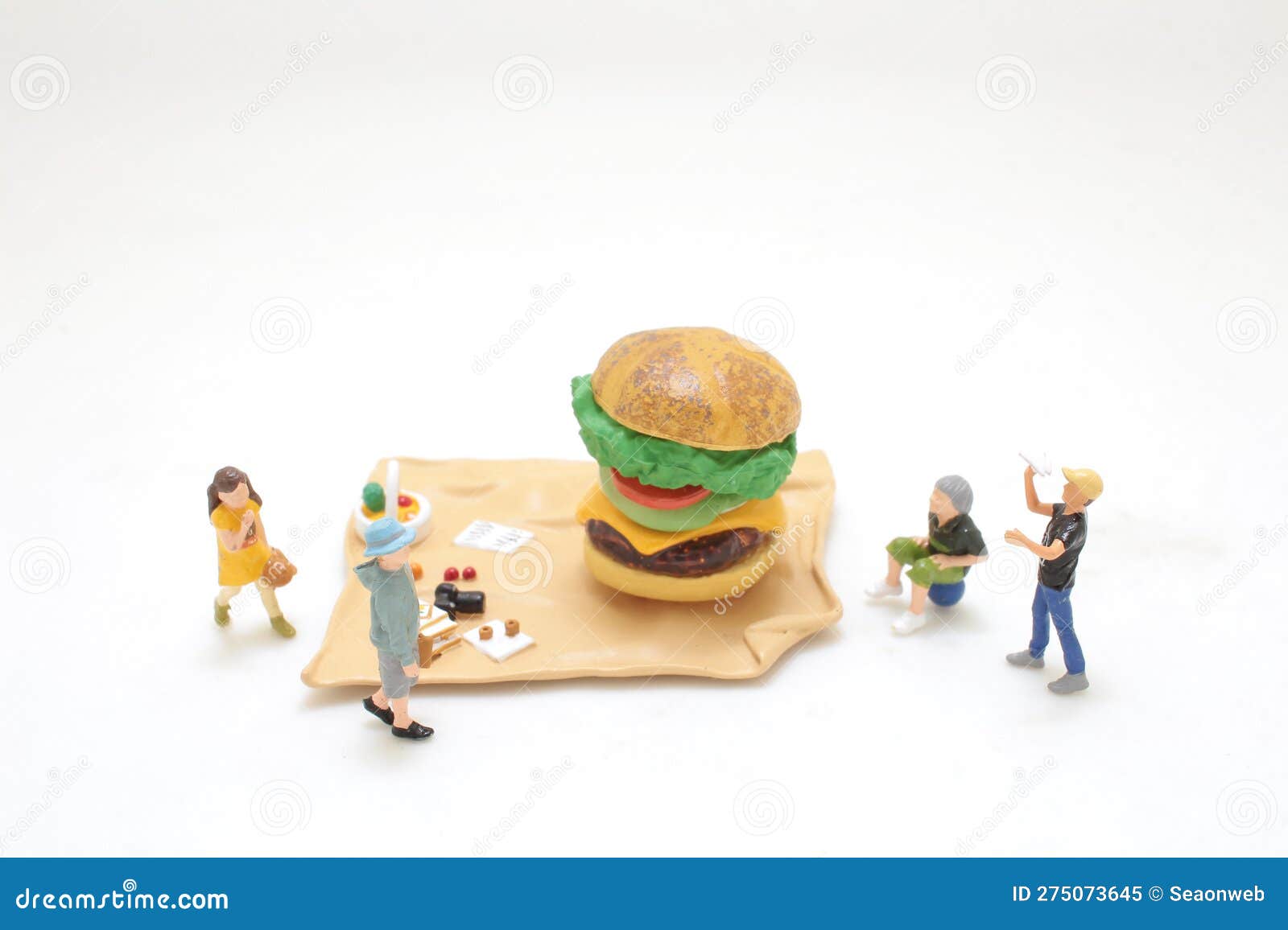 A Tasty Hamburger Isolated with Kids Figure Stock Image - Image of ...
