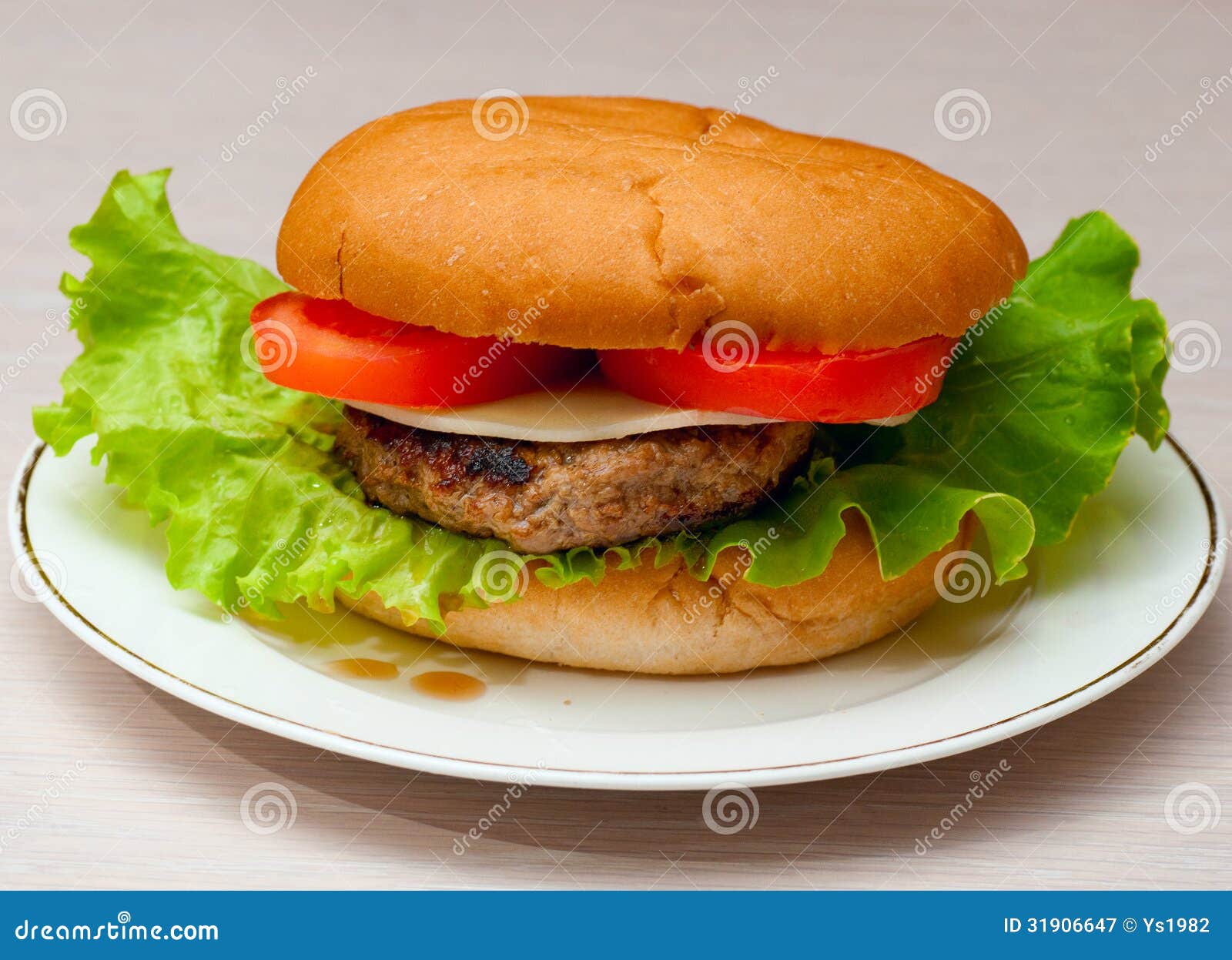 Tasty Homemade Burger on a Plate Stock Image - Image of fastfood ...